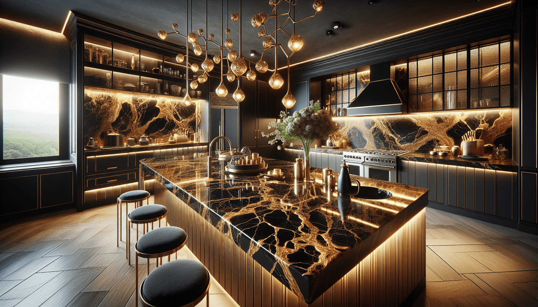 Elegant Black and Gold Granite Countertops for Luxurious Homes – Zicana Boutique