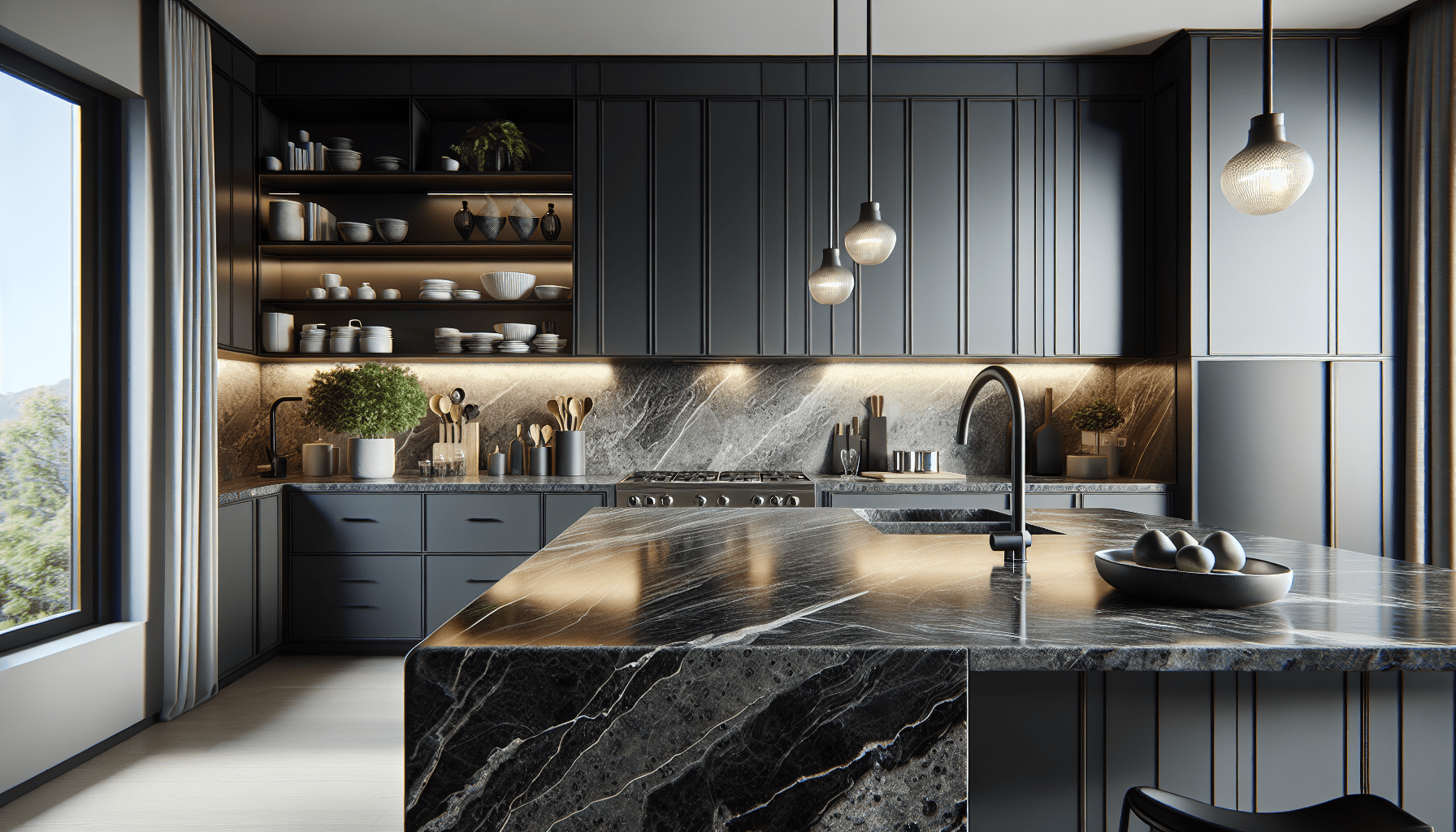 Elegant Black Grey Granite Countertops for Sophisticated Home Designs ...