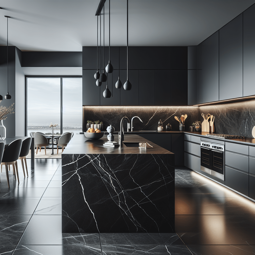 Elegant Matte Black Granite Countertops: A Chic Home Transformation ...