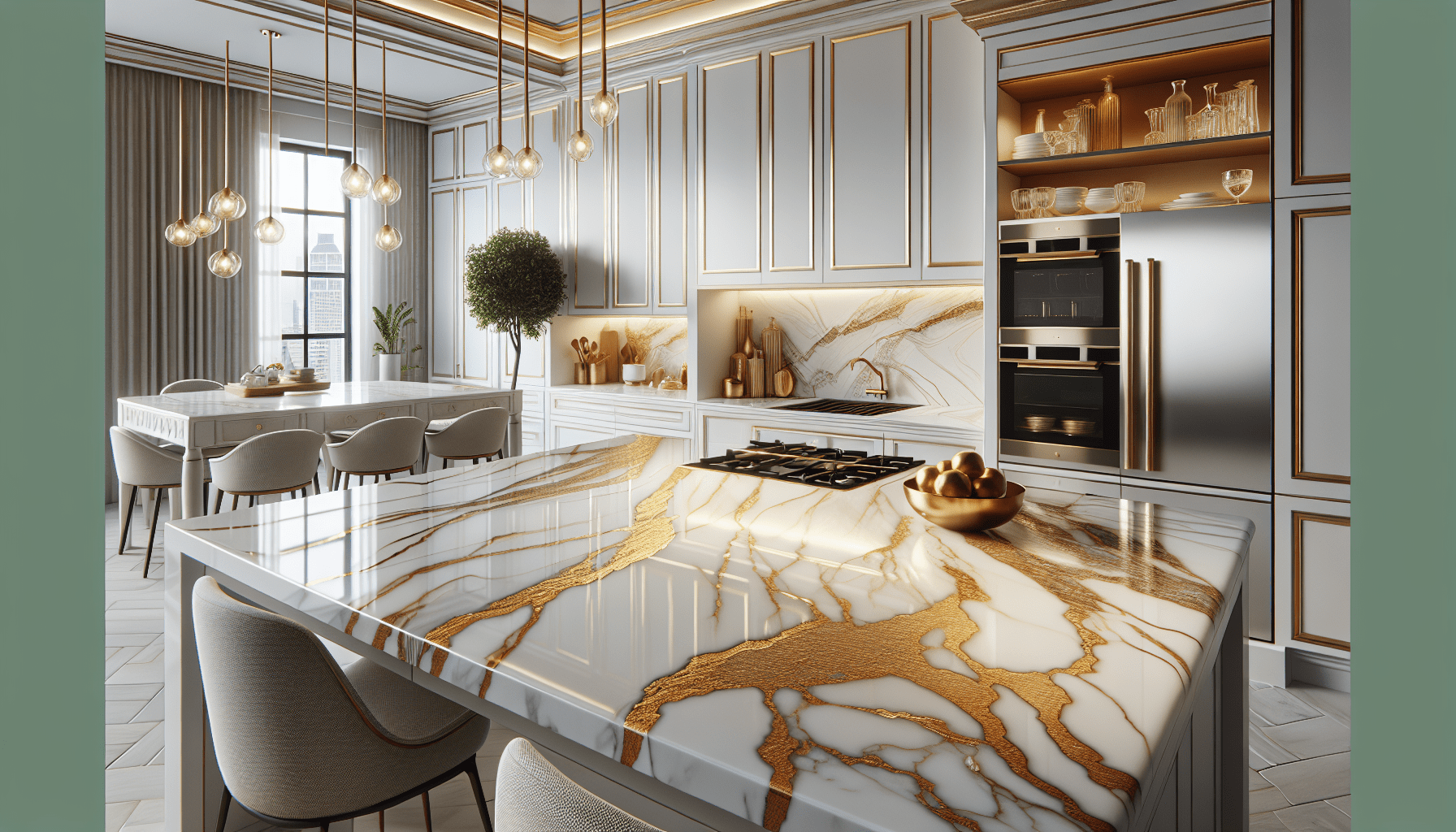Elegant White and Gold Quartz Countertops for Luxurious Spaces – Zicana ...