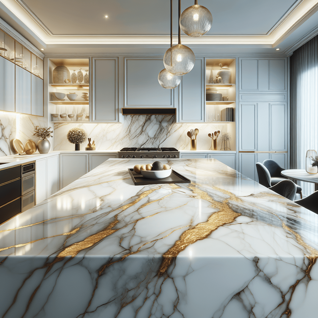 Elegant White Marble with Gold Veins: Perfect Countertop Solution ...