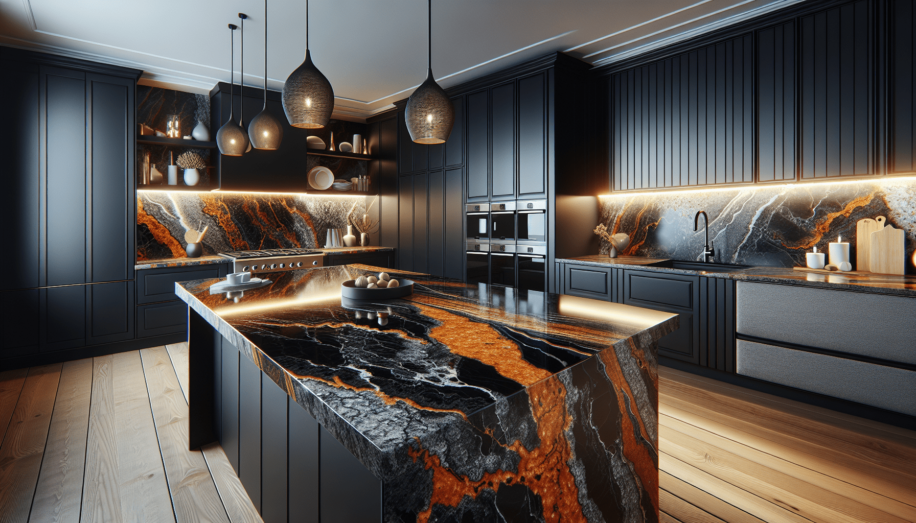 Elevate Spaces with Black and Orange Granite Countertops – Zicana Boutique