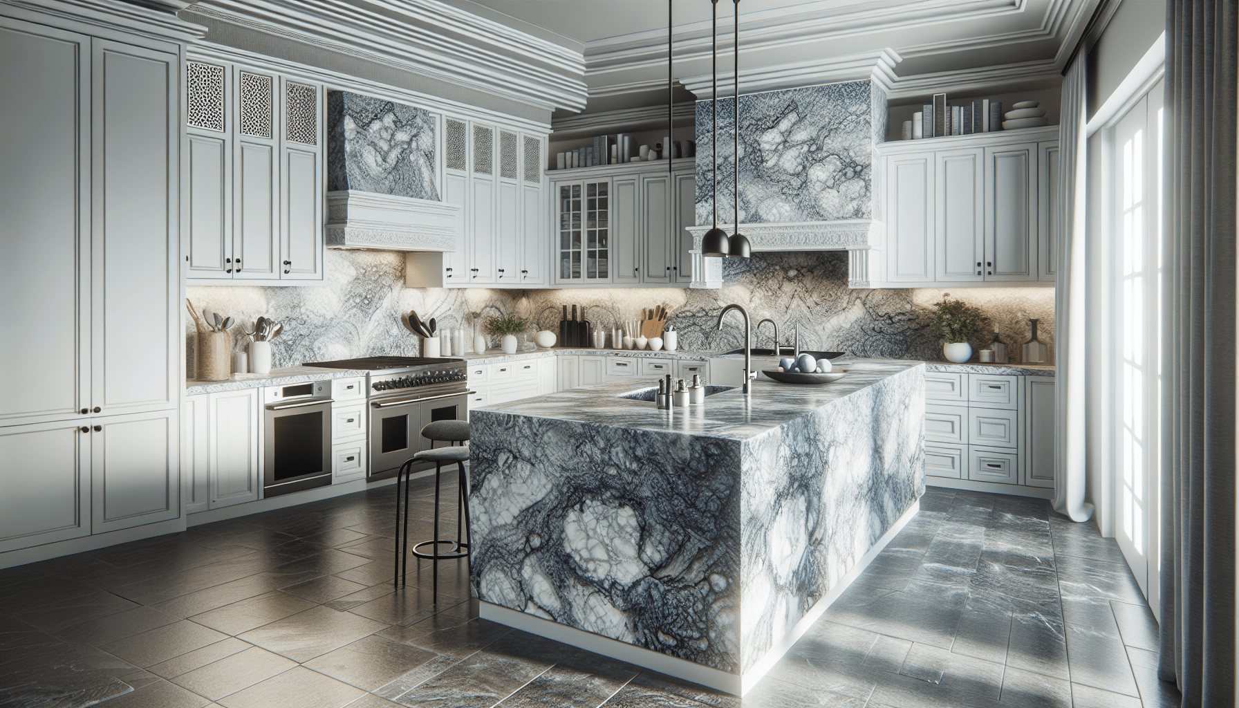 Elevate Spaces with Blue Grey Granite Countertops from Zicana Boutique