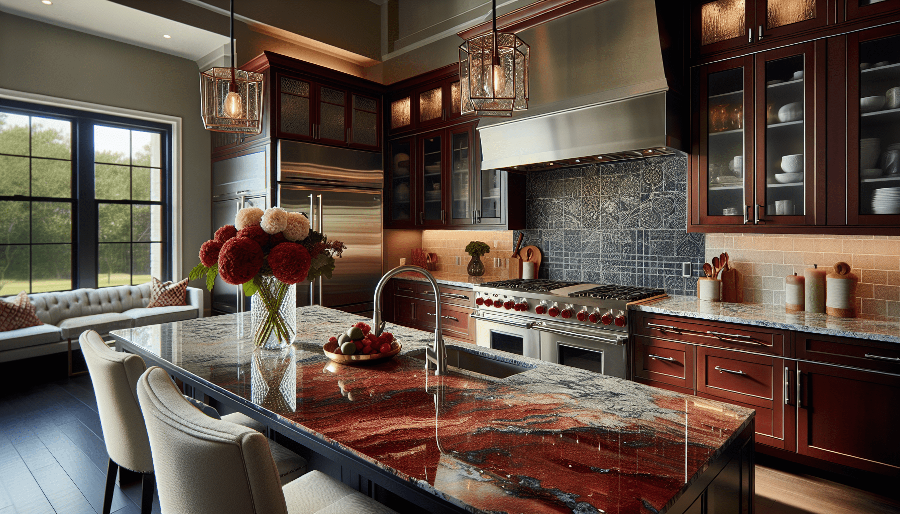 Elevate Spaces with Elegant Red Granite Kitchen Countertops – Zicana ...