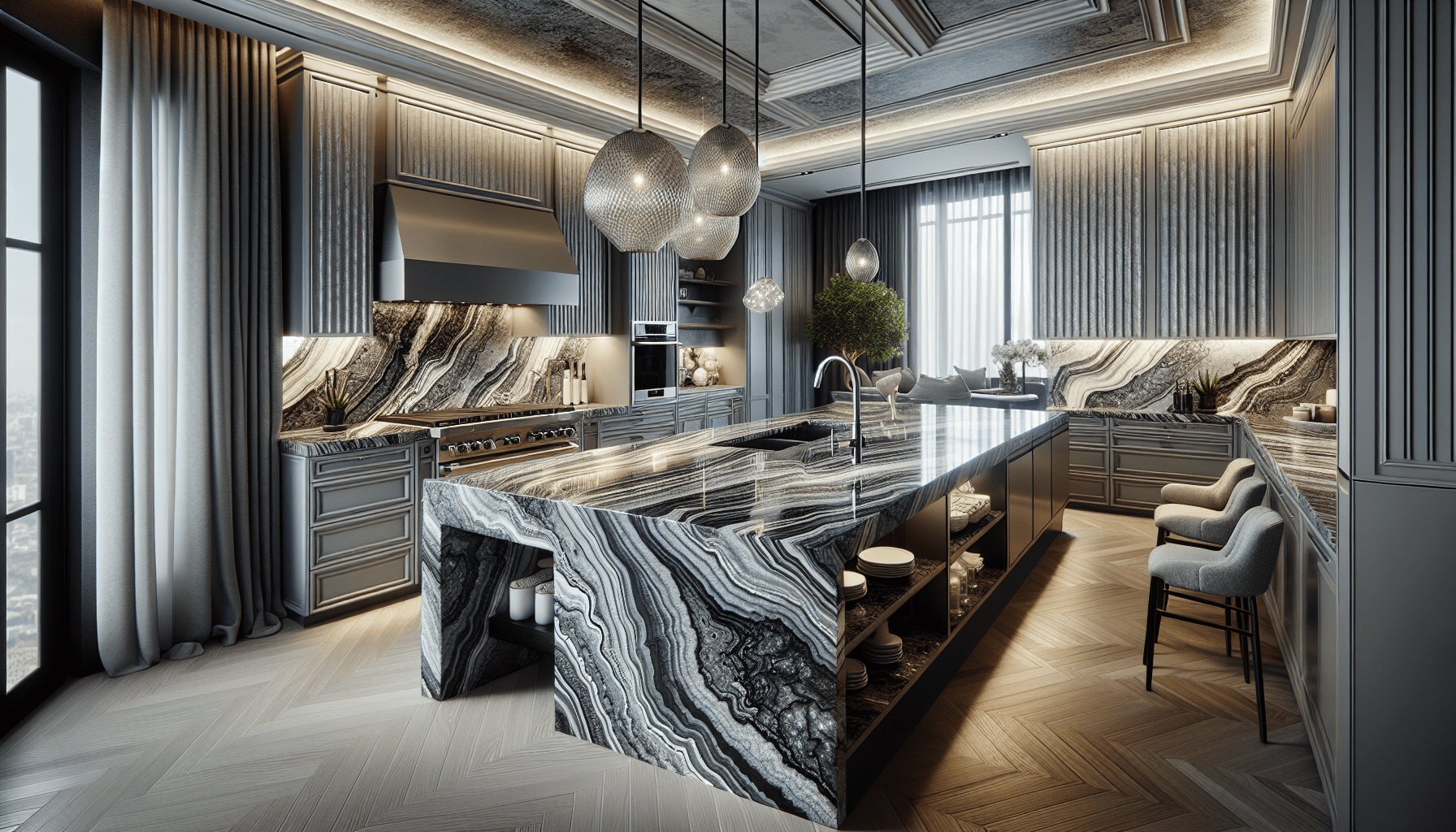 Elevate Spaces with Luxury Silver Wave Granite Countertops – Zicana ...