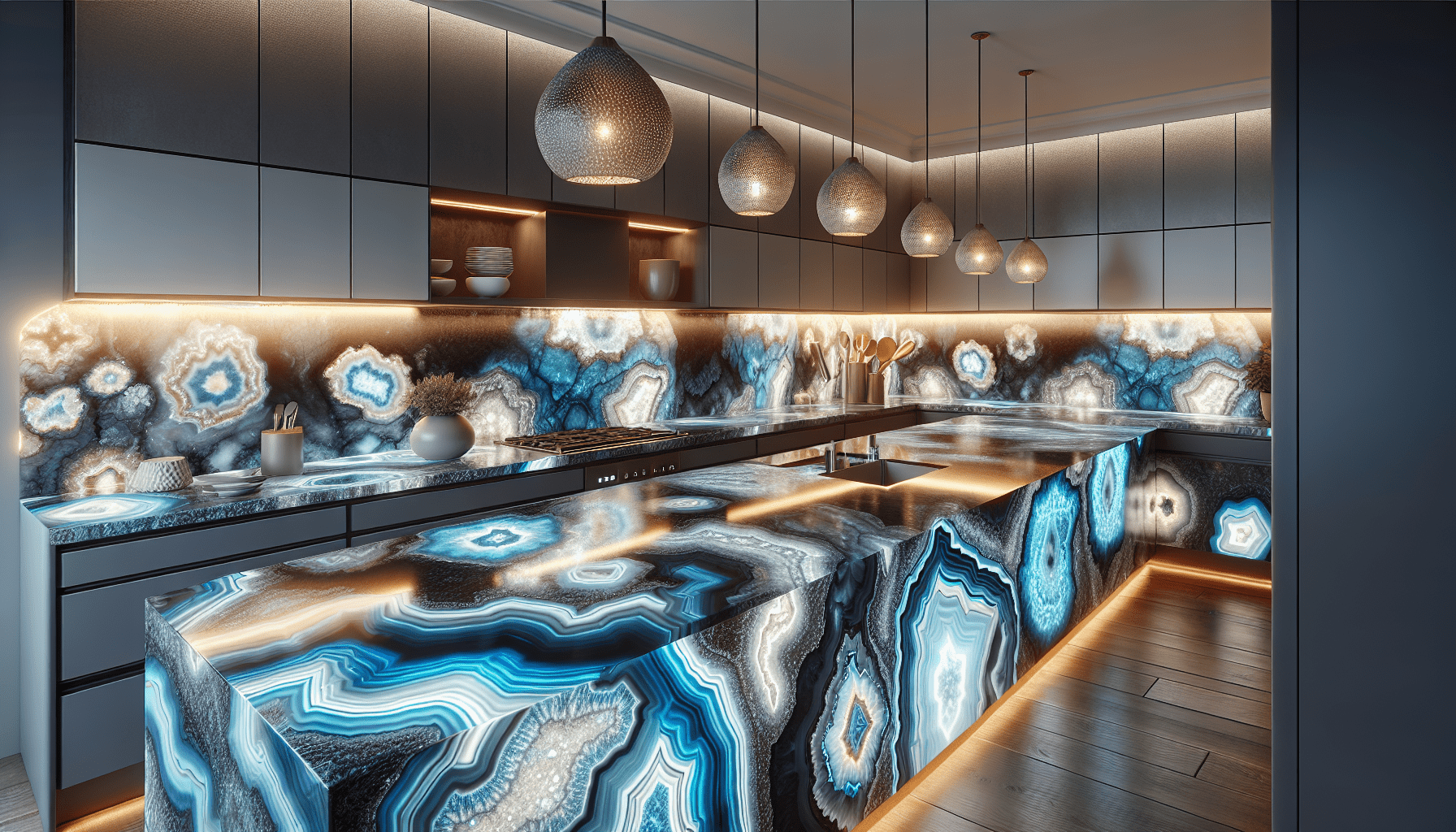 Enhance Interiors with Luxury Blue Agate Gemstone Countertops – Zicana ...