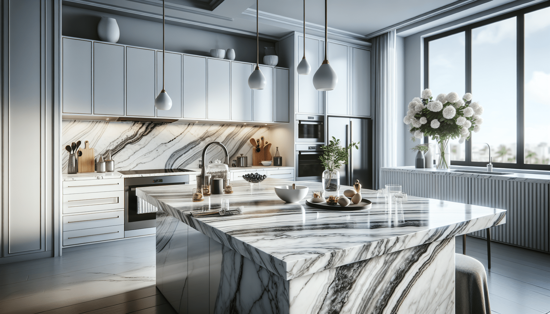 Enhance Spaces with White Grey Marble Countertops – Zicana Boutique