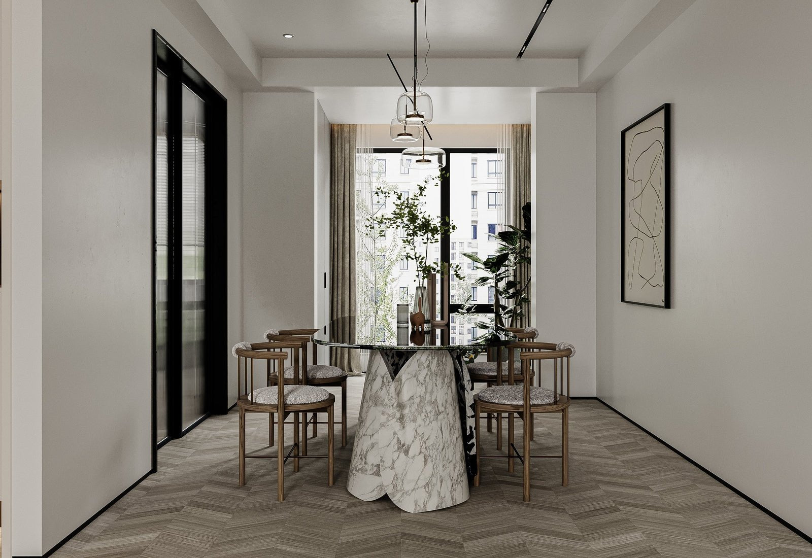 Lotus Round Marble Dining Table for $6,900 at Zicana Boutique